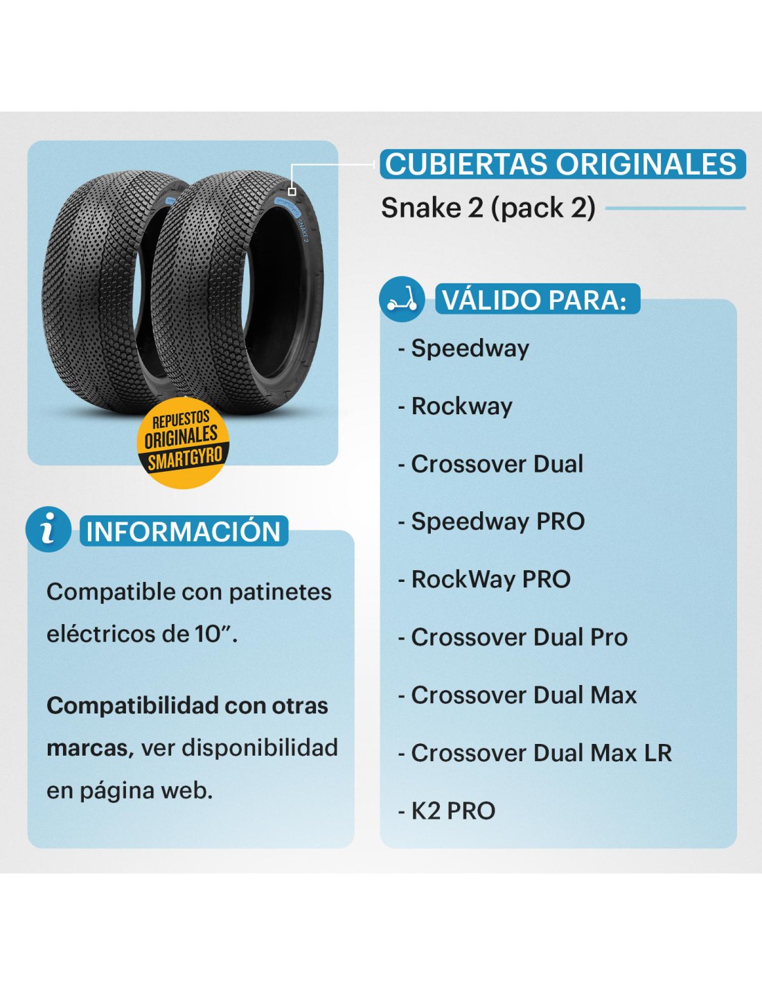 PACK 2 NEUMATICO 10" 10x2,75-6,5 SNAKE